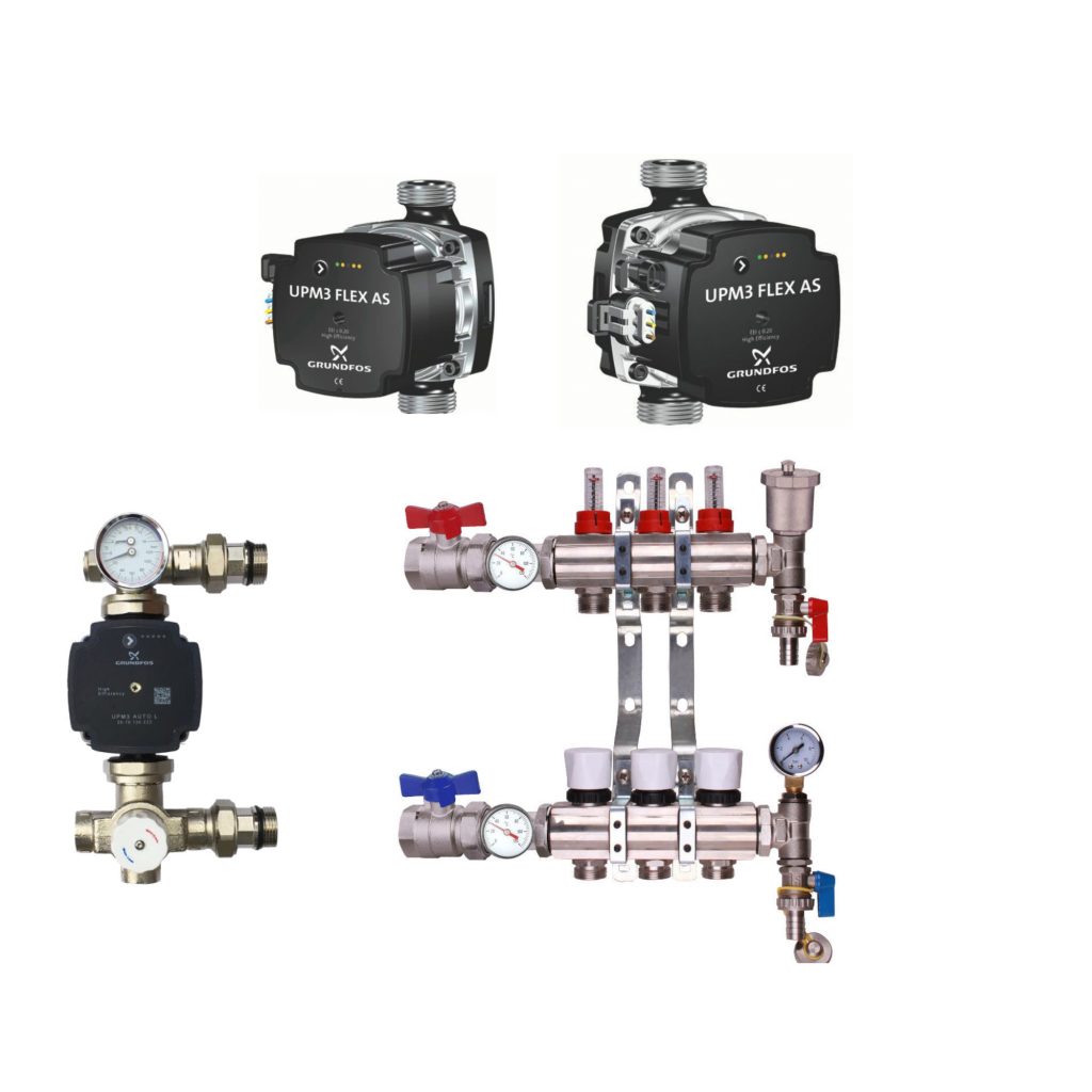 3 Port Manifold With Pump - Grundfos A Rated - For Water Underfloor ...