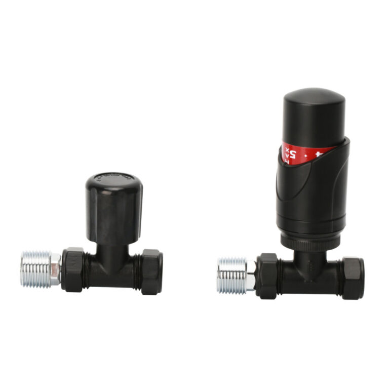 Black TRV Valves Straight - With Lock Valve Set for 15mm - The ...